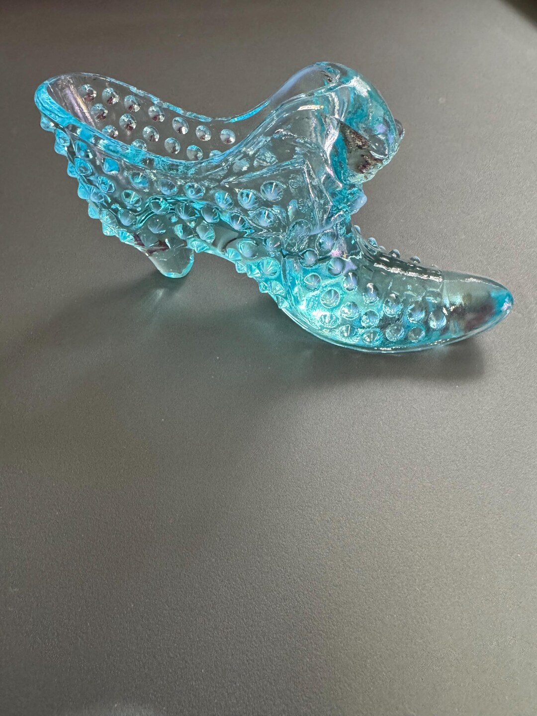 Fenton Vintage Hobnail Glass Blue Slipper Shoe - Etsy
