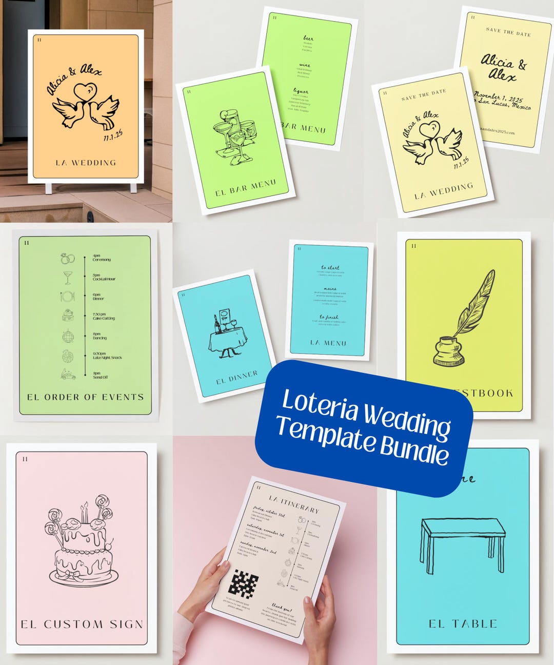 LOTERIA Wedding Template Bundle | Destination Mexico Save the Date ...