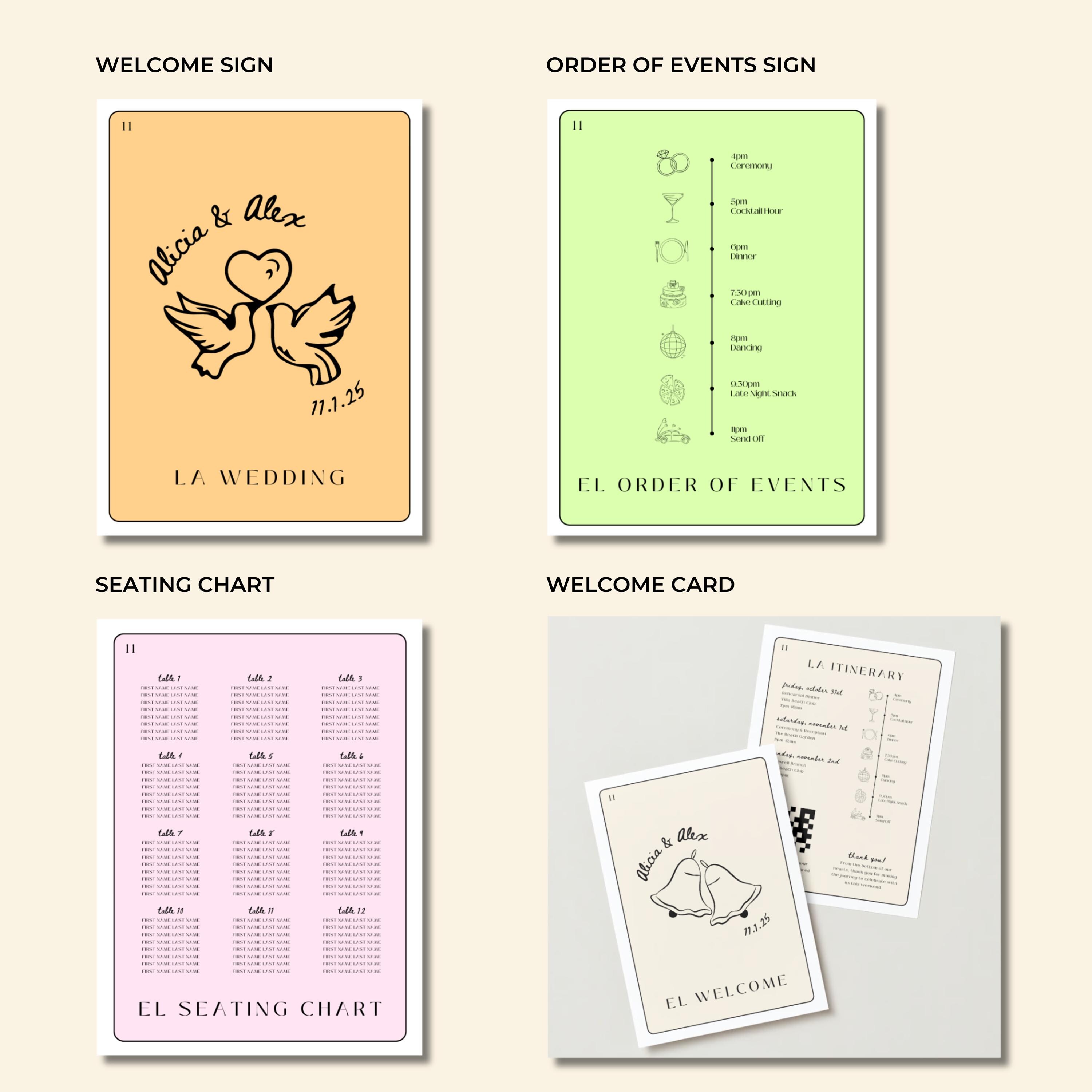 LOTERIA Wedding Template Bundle | Destination Mexico Save the Date ...