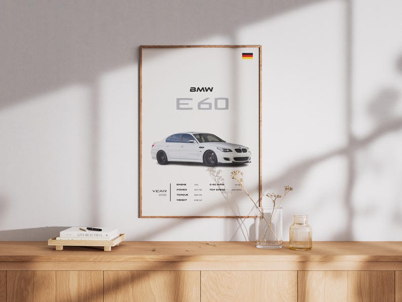 BMW E60 M5 Poster – Sports Car Print, German Performance Wall Art ...