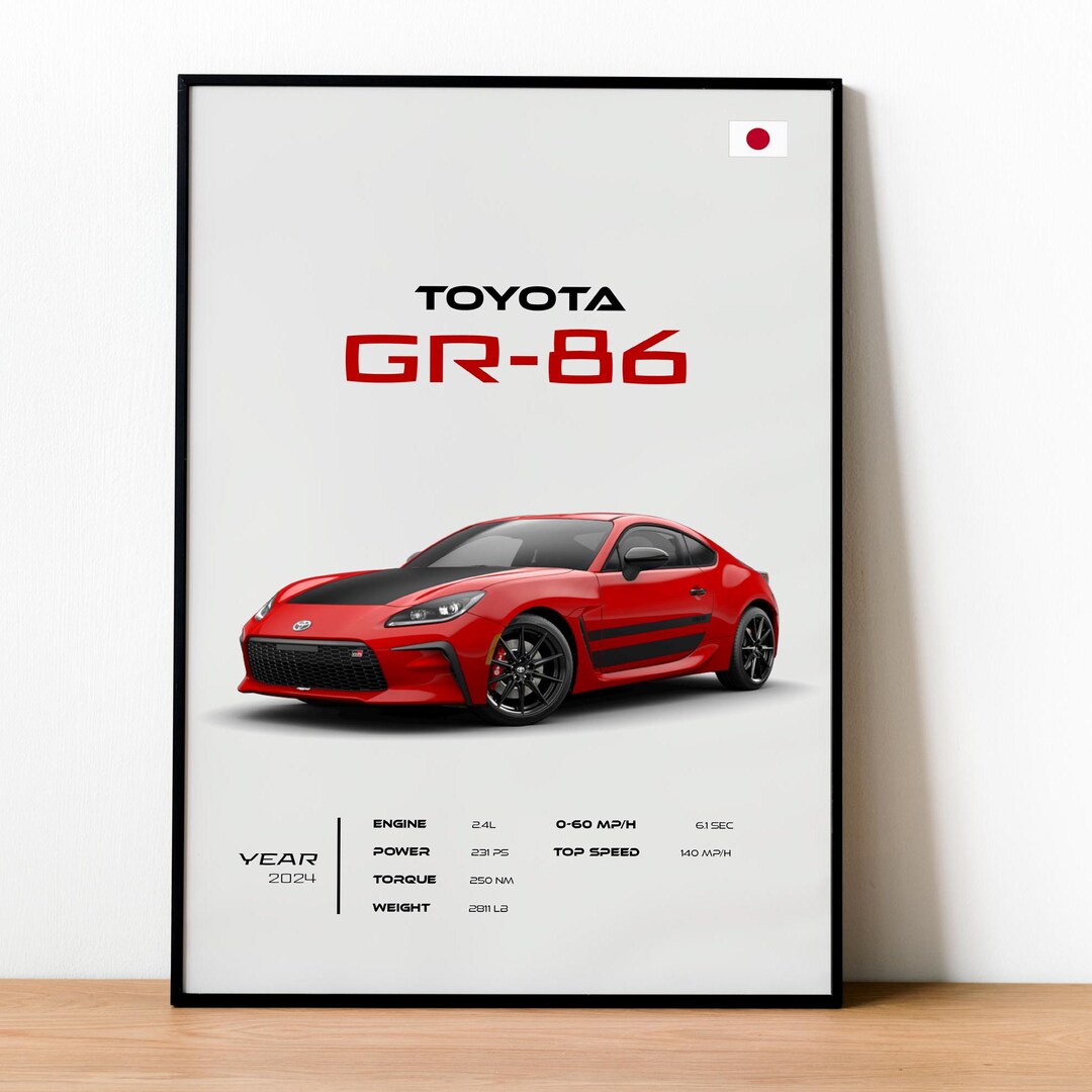 Toyota GR-86 Poster, Japanese Sports Car Art Print, Automotive Wall ...
