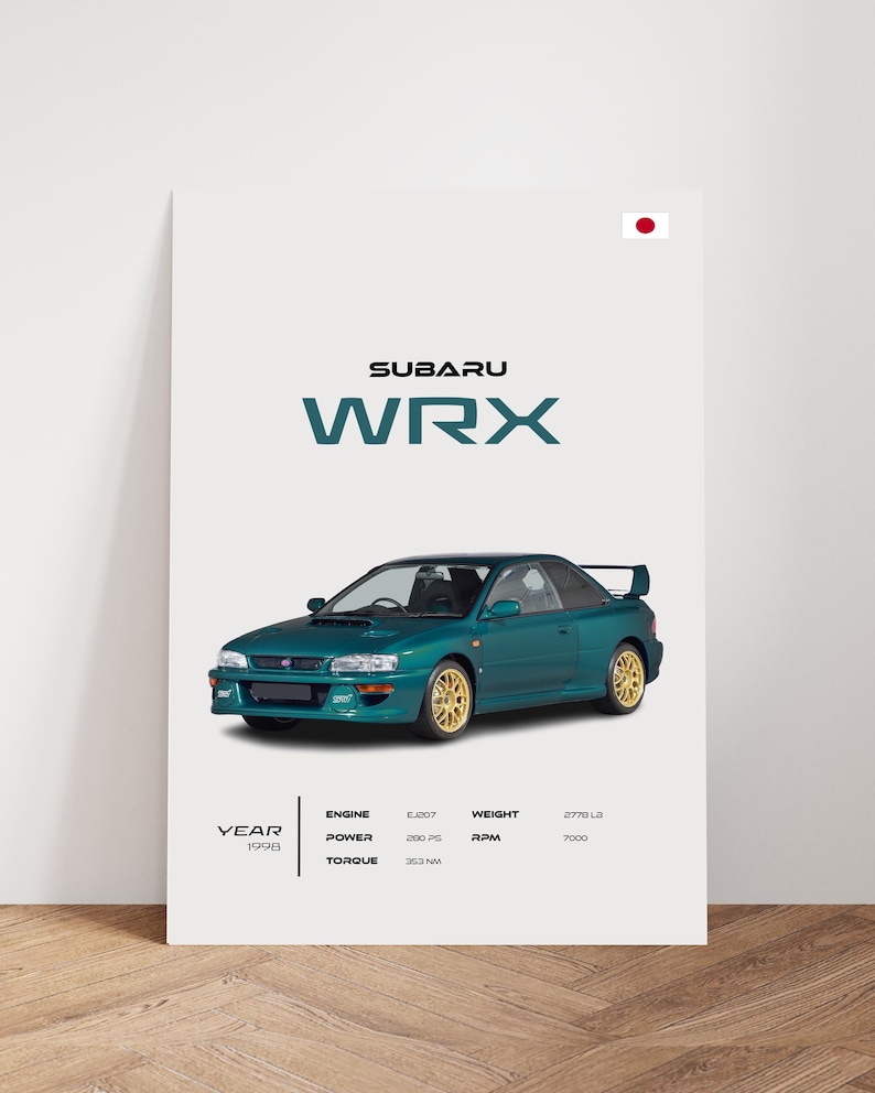 Subaru WRX STI Poster: 1998 Classic JDM Rally Car Art - Etsy