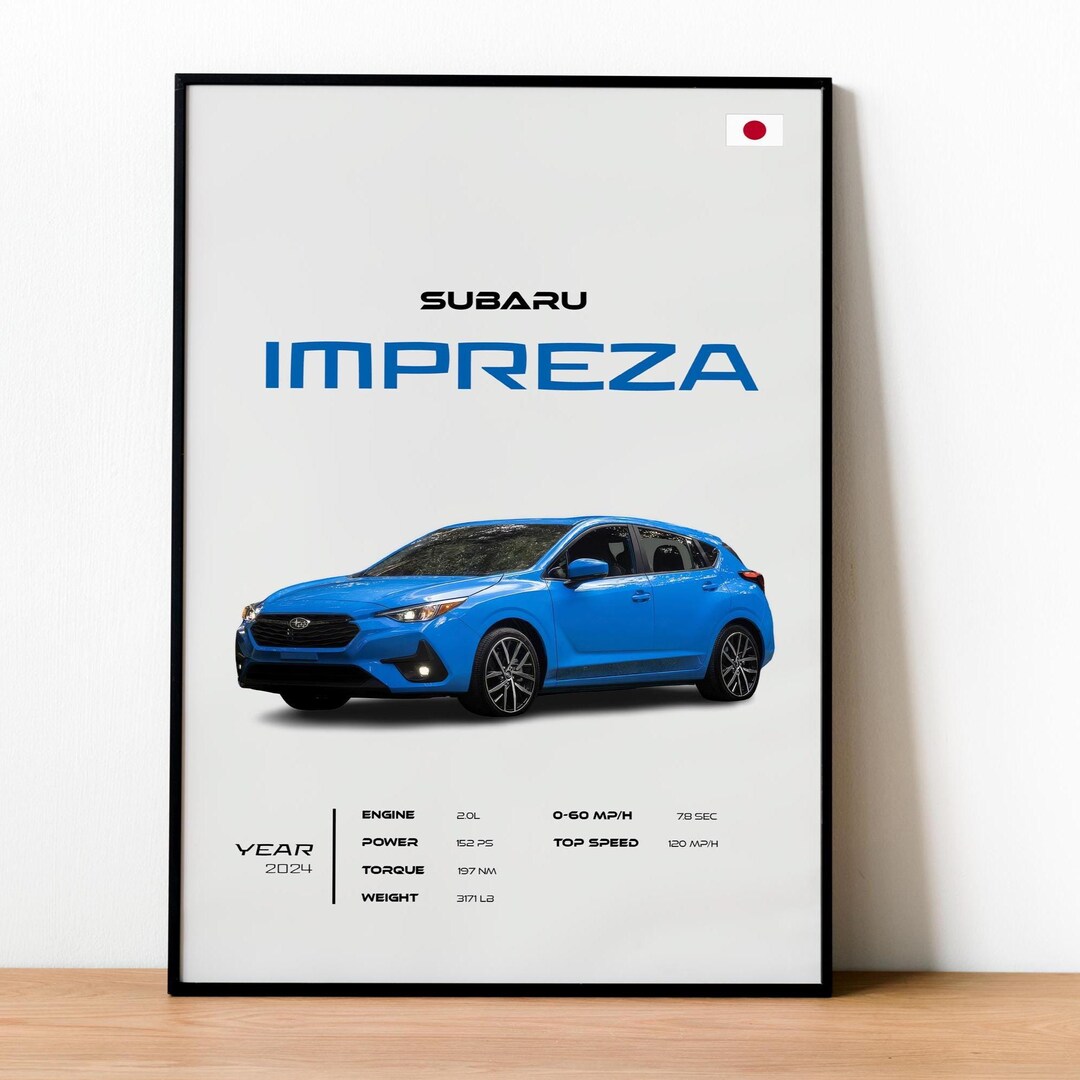 Subaru Impreza Poster – JDM Car Print, Japanese Sports Car Wall Art ...