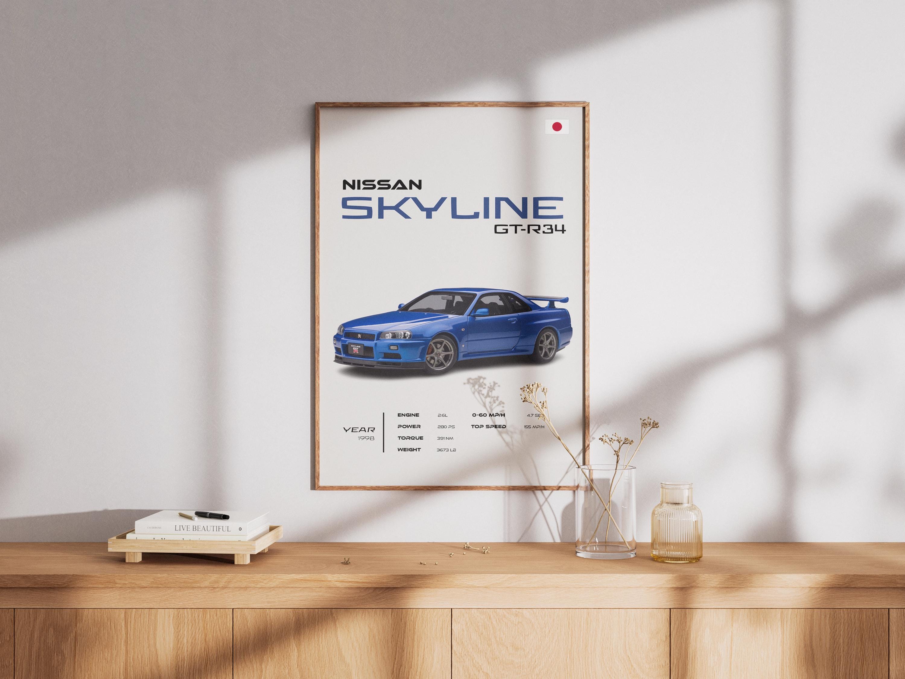 Nissan Skyline R34 Poster - JDM Legend Artwork - Boys Room Decor ...
