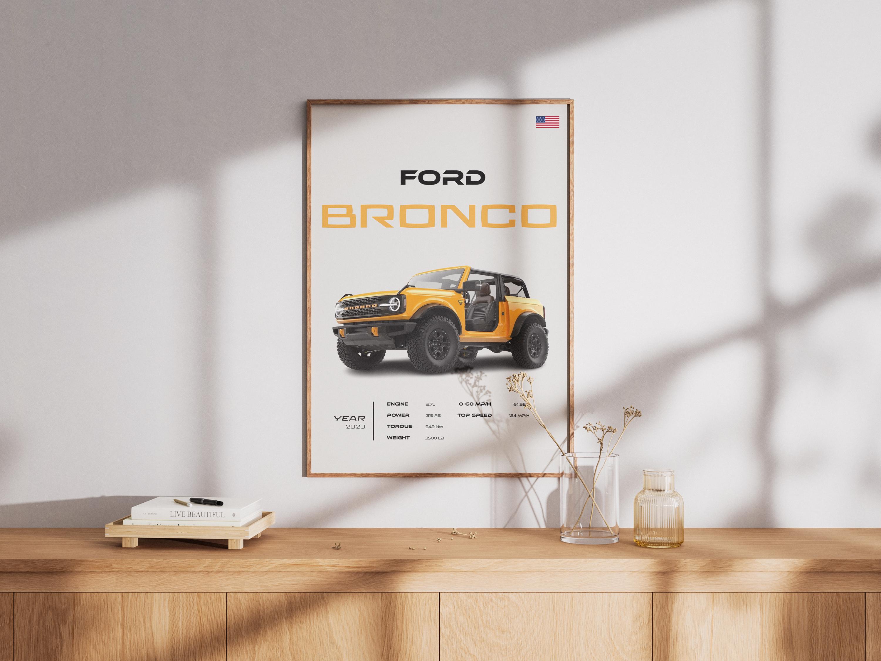 Ford Bronco Poster - Off-road Adventure Wall Art - 4x4 SUV Enthusiast ...