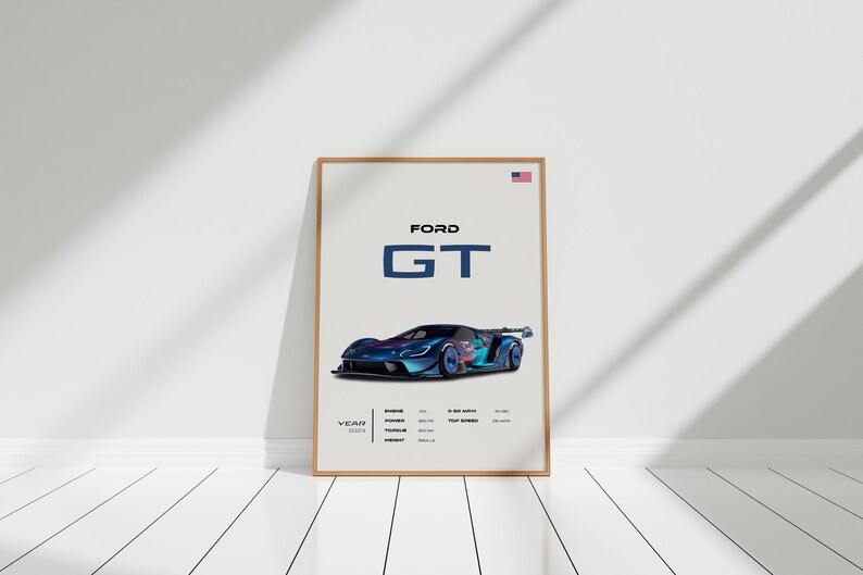 Ford GT MK4 Poster, Supercar Wall Art, Exotic Car Gift - Etsy