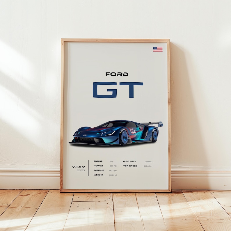 Ford GT MK4 Poster, Supercar Wall Art, Exotic Car Gift - Etsy