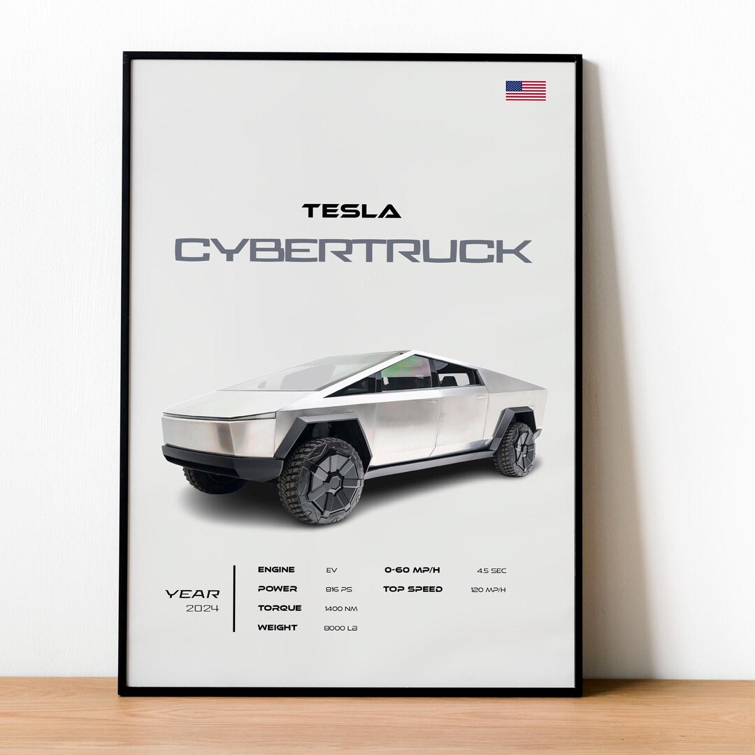 Tesla Cybertruck Poster - Futuristic Electric Truck Wall Art ...