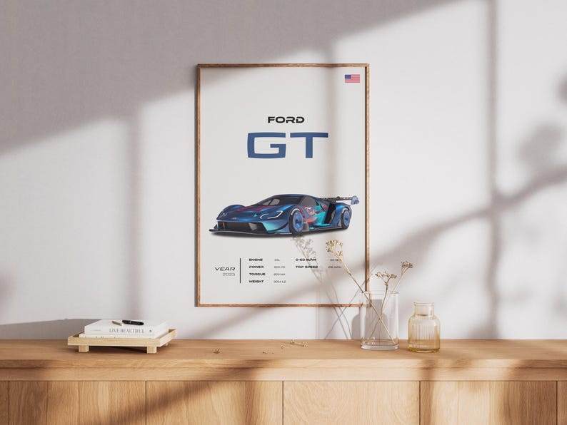 Ford GT MK4 Poster, Supercar Wall Art, Exotic Car Gift - Etsy