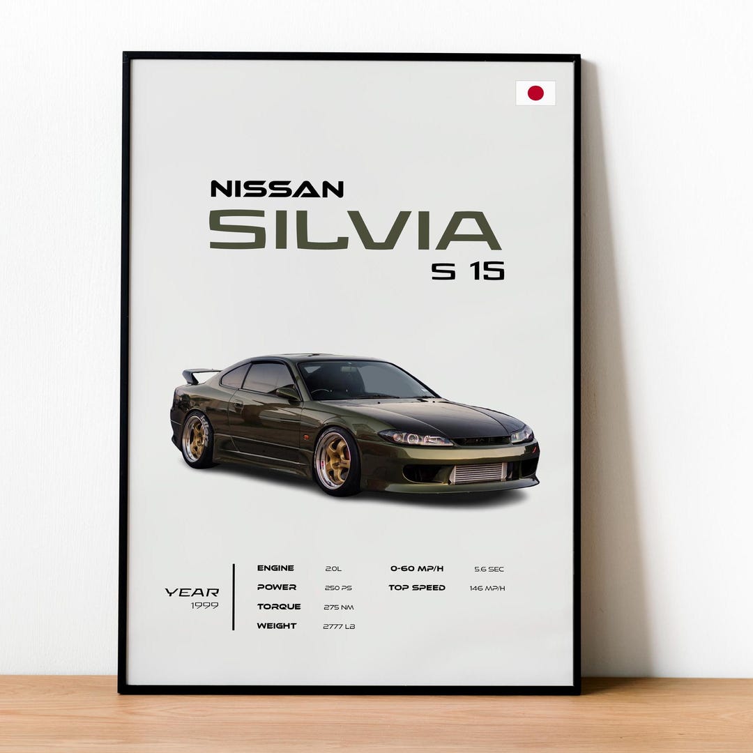 Pôster Nissan Silvia S15 - JDM Perfection Artwork - Decoração de parede ...