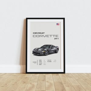 Chevy Corvette ZR1 Poster –supercharged Sports Car Wall Art, Modern ...