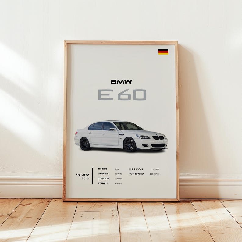 BMW E60 M5 Poster – Sports Car Print, German Performance Wall Art ...