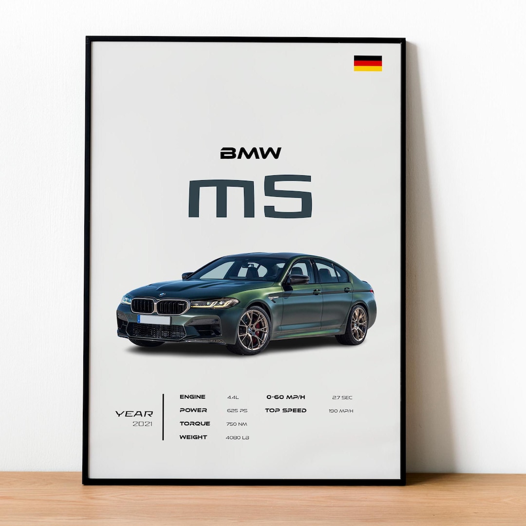 2021 BMW M5 Poster, German Sports Sedan Wall Art, Automotive Decor ...