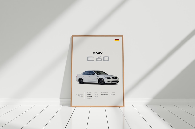 BMW E60 M5 Poster – Sports Car Print, German Performance Wall Art ...