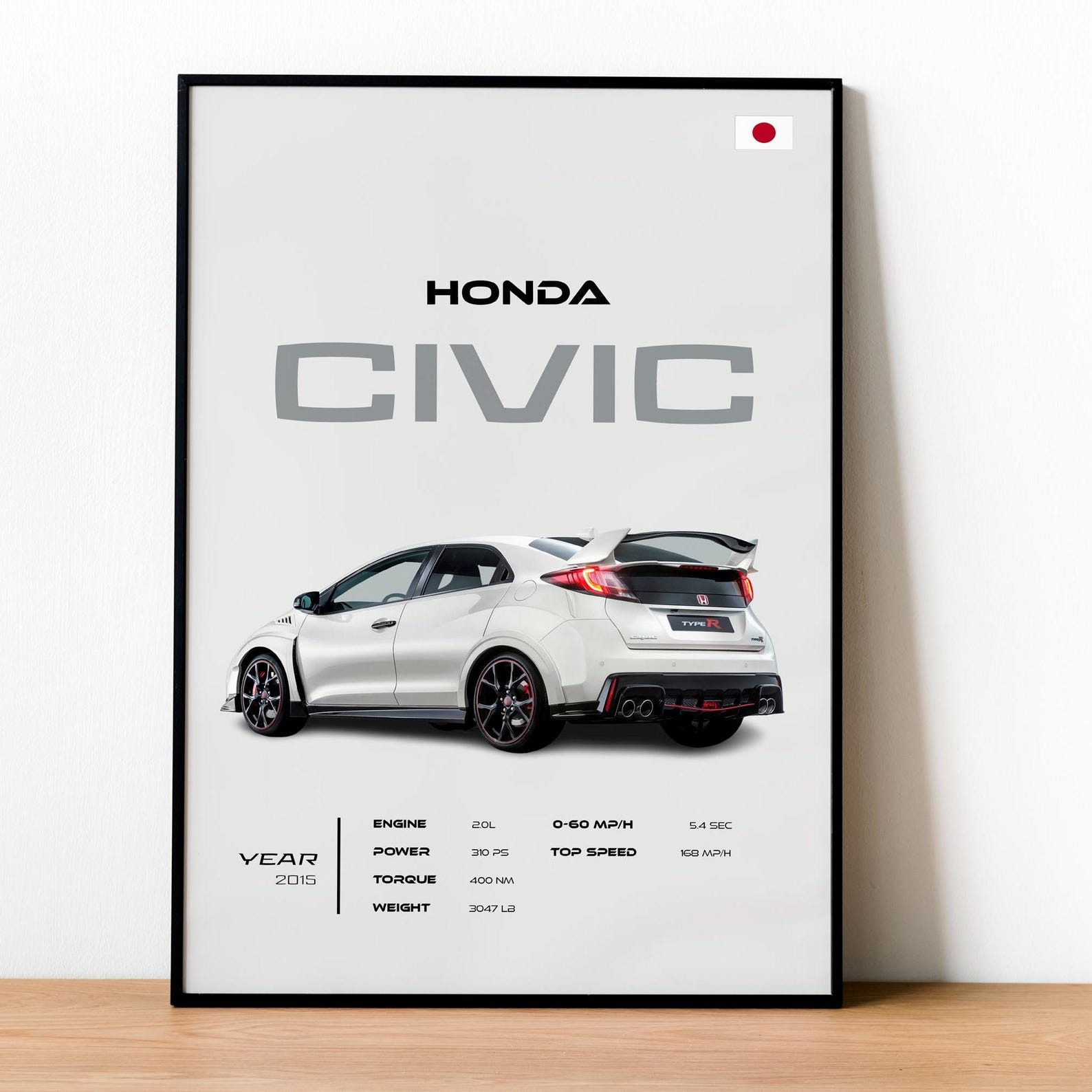 Honda Civic Poster | Vintage Car Wall Art | Retro Honda Decor for Home ...