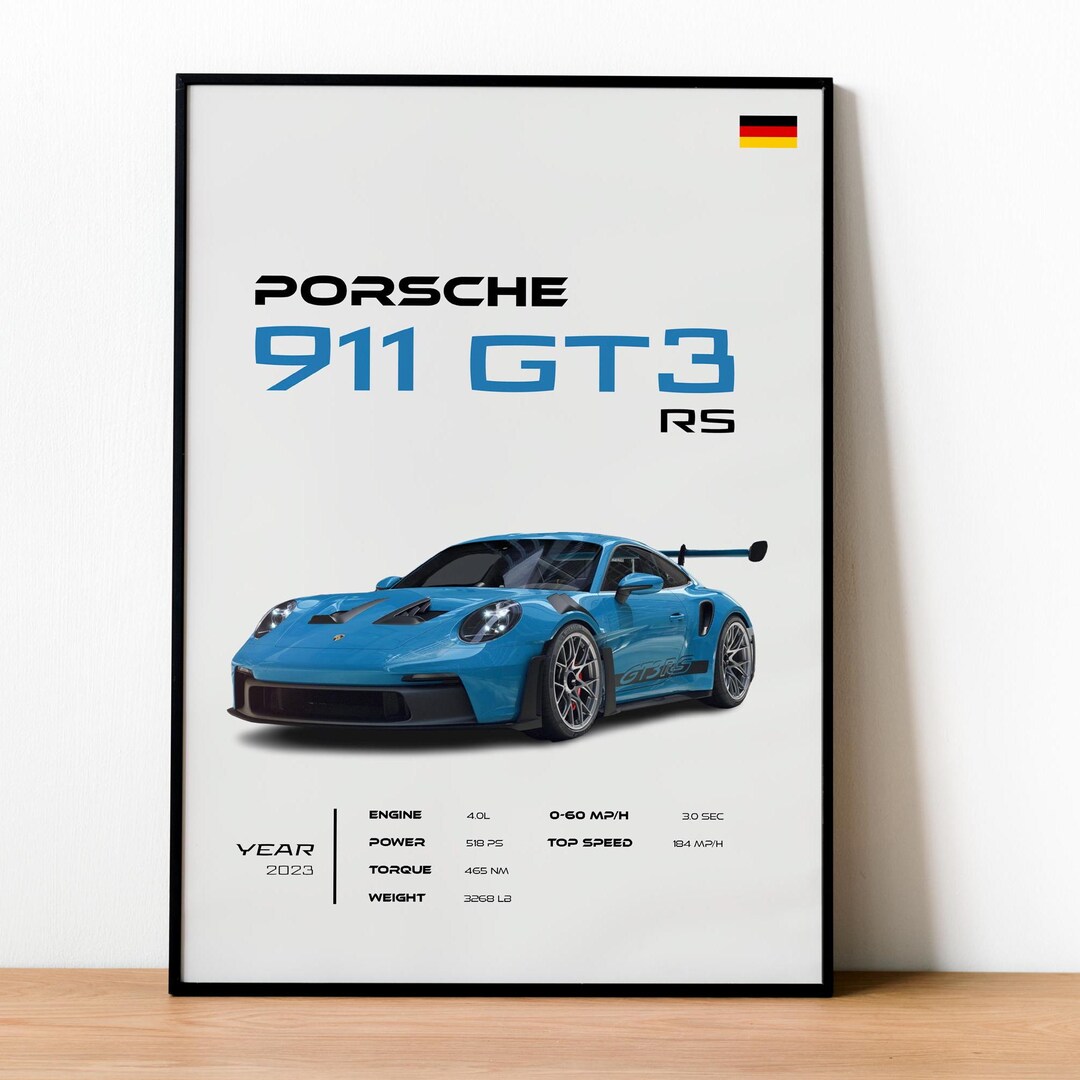 Porsche 911 GT3 RS Poster, High Performance Car Art, Motorsport Wall ...