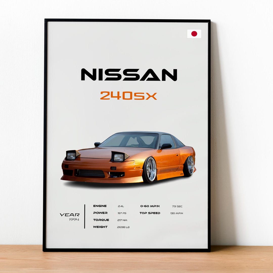 Pôster Nissan 240SX - Arte de parede icônica de carro esportivo japonês ...