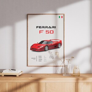 1995 Ferrari F50 Poster - Classic Supercar Wall Art - Red Exotic Car ...