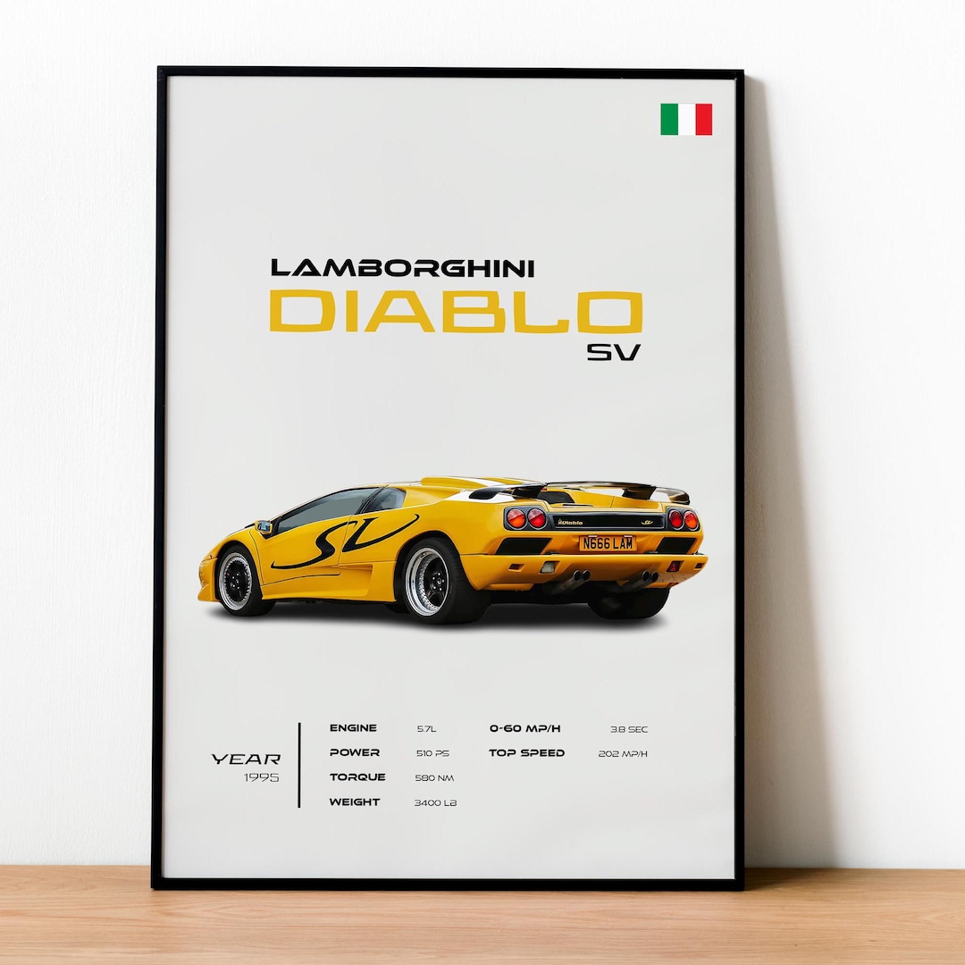 Lamborghini Diablo SV Poster: Classic Supercar Garage Wall Art - Etsy