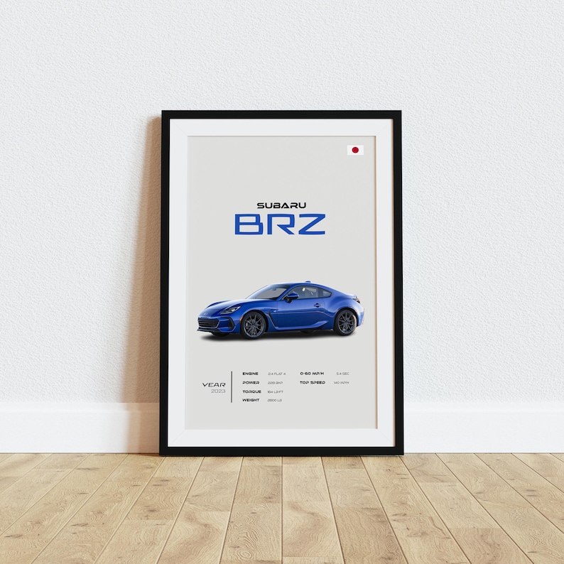 Subaru BRZ Poster, Japanese Sports Car Wall Art - Etsy
