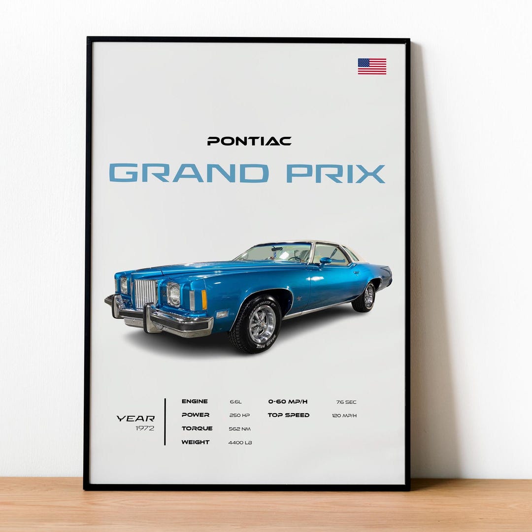 1972 Pontiac Grand Prix Poster, Classic Muscle Car Art, Vintage Car ...