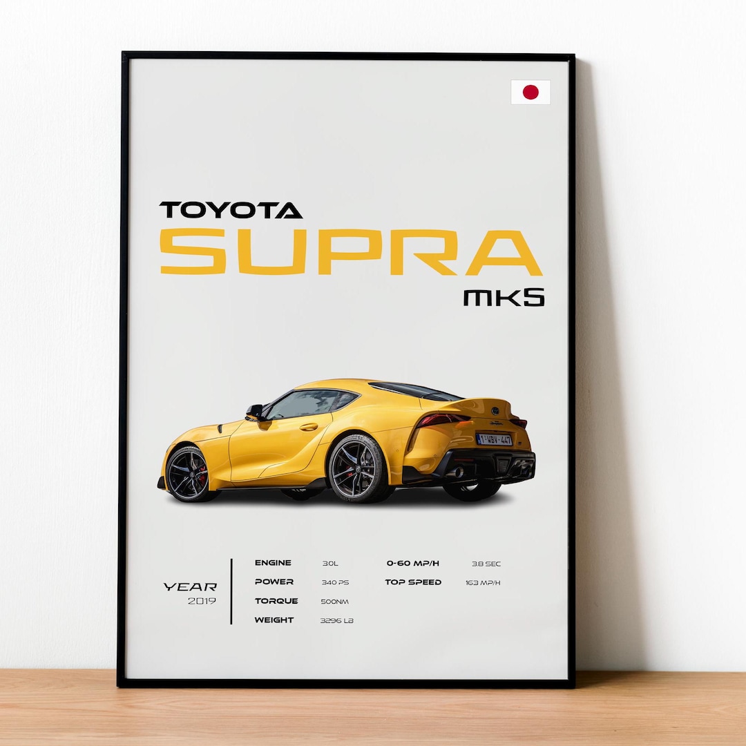 Toyota Supra MK5 Poster, Modern Japanese Sports Car Wall Art, - Etsy