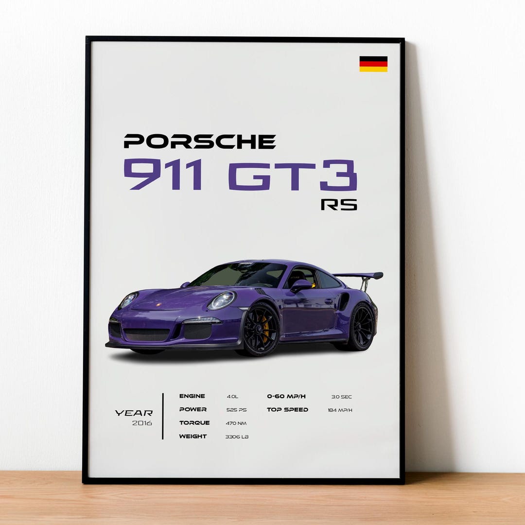 Porsche 911 GT3 RS Poster, High Performance Car Art, Automotive Decor ...