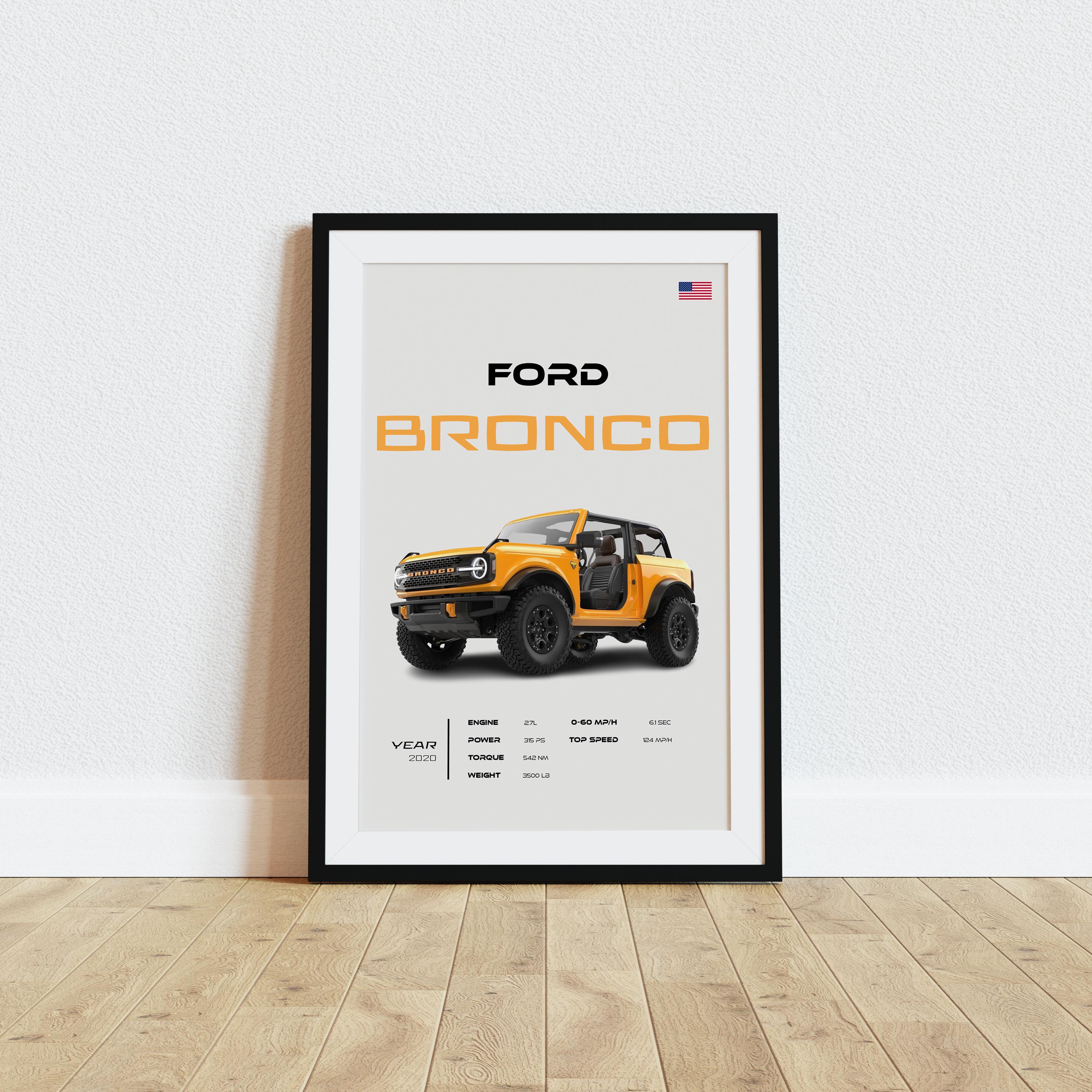 Ford Bronco Poster - Off-road Adventure Wall Art - 4x4 SUV Enthusiast ...