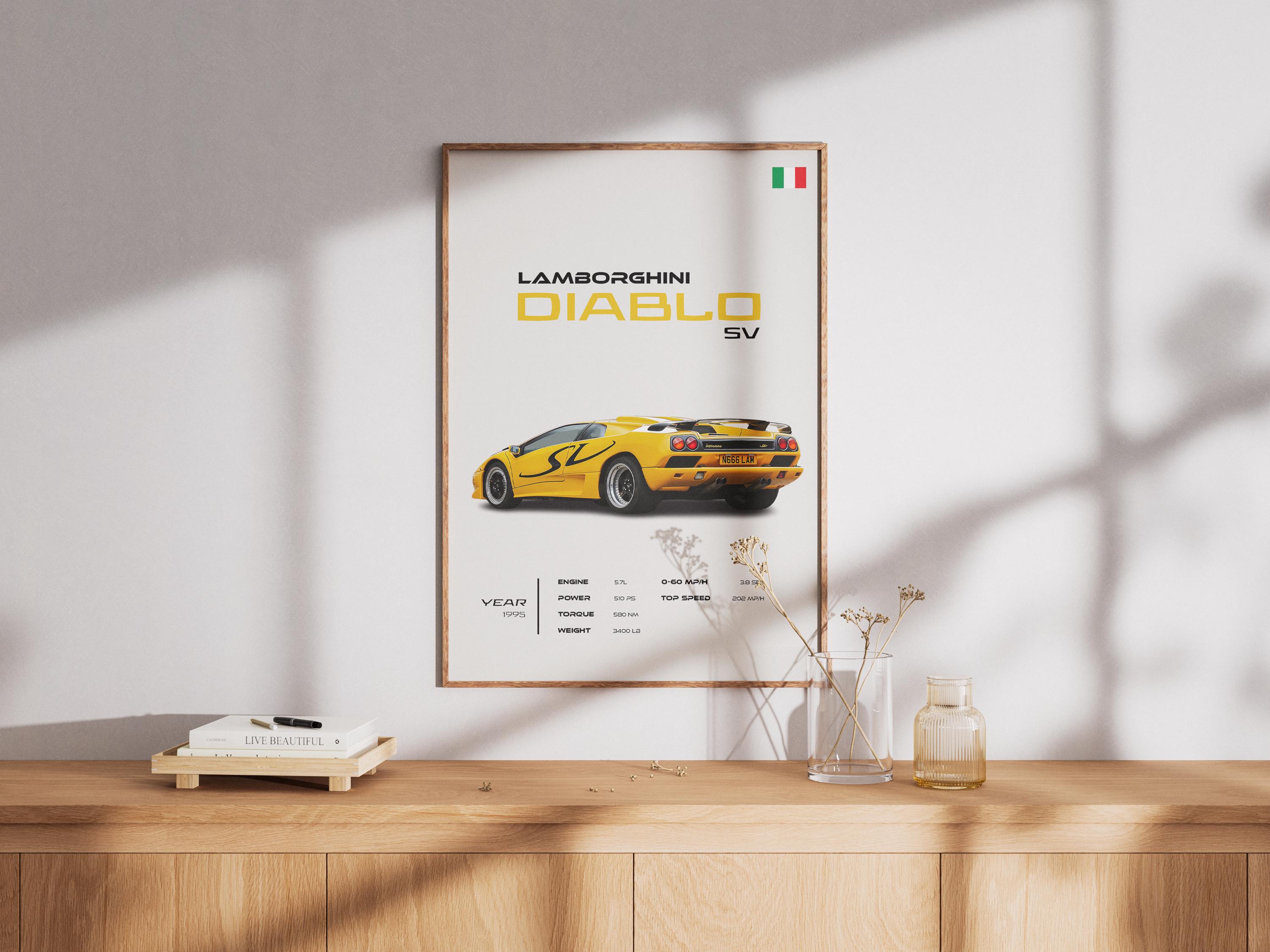 Lamborghini Diablo SV Poster: Classic Supercar Garage Wall Art - Etsy