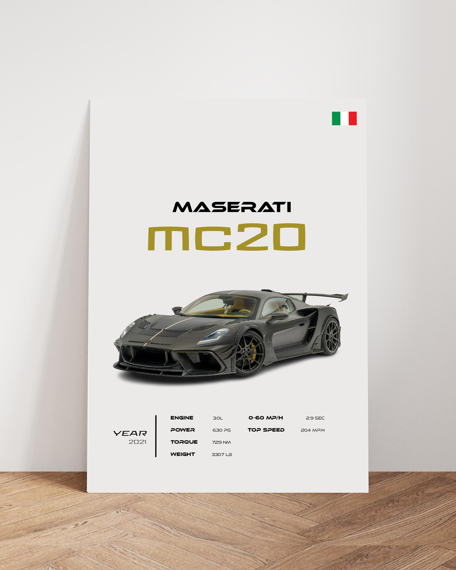 Maserati MC20 Poster: Italian Supercar Wall Art - Framed or Rolled - Etsy