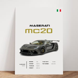 Maserati MC20 Poster: Italian Supercar Wall Art - Framed or Rolled - Etsy