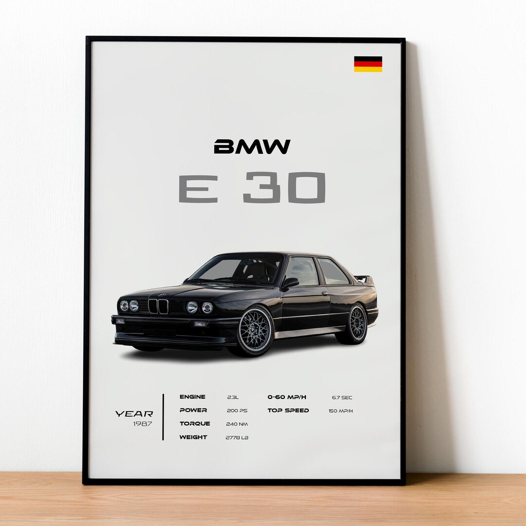 1987 BMW E30 Poster, Sports Car Wall Art, Automotive Decor - Etsy
