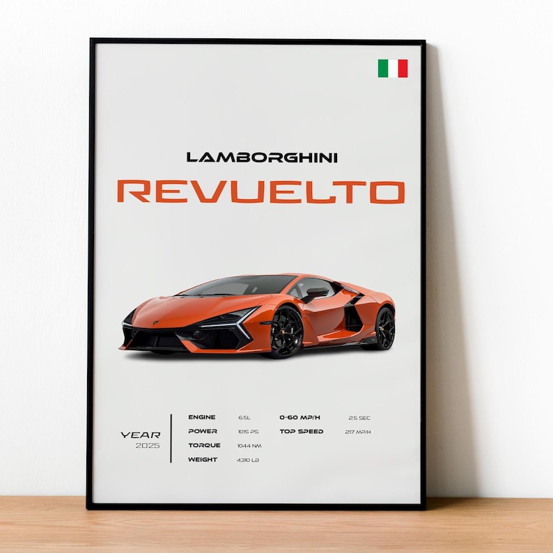 Lamborghini Revuelto Poster – Supercar Poster, Italian Car Wall Art ...