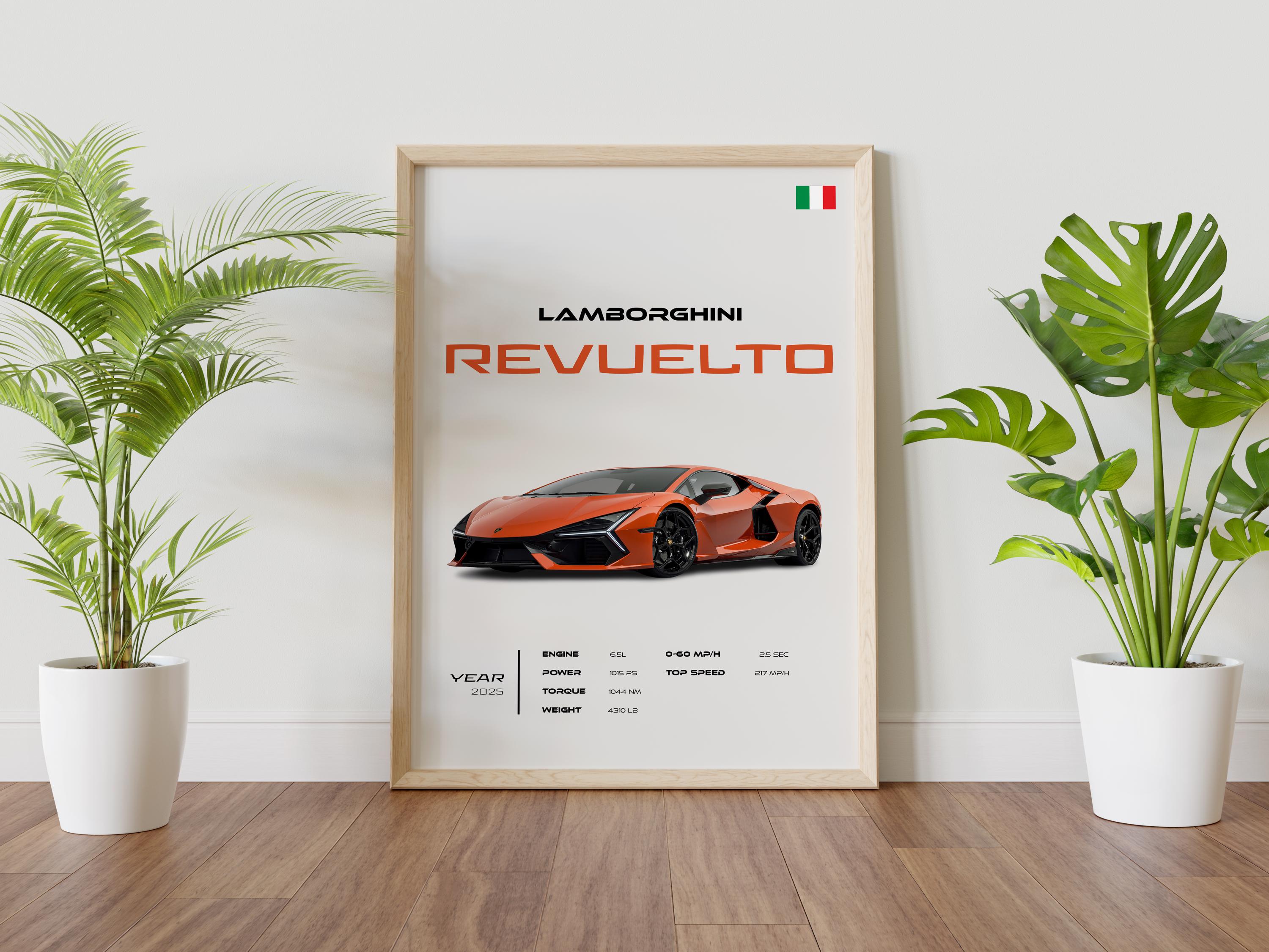 Lamborghini Revuelto Poster – Supercar Poster, Italian Car Wall Art ...