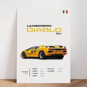 Lamborghini Diablo SV Poster: Classic Supercar Garage Wall Art - Etsy