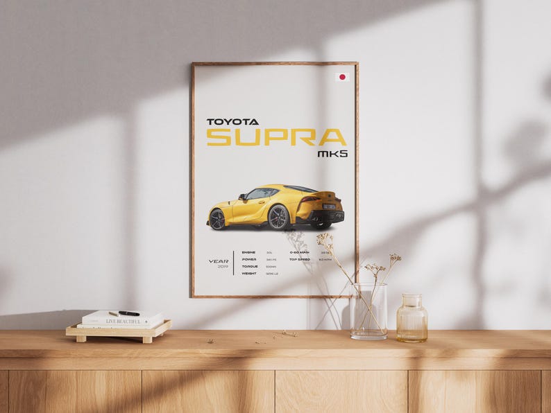 Toyota Supra MK5 Poster, Modern Japanese Sports Car Wall Art, - Etsy