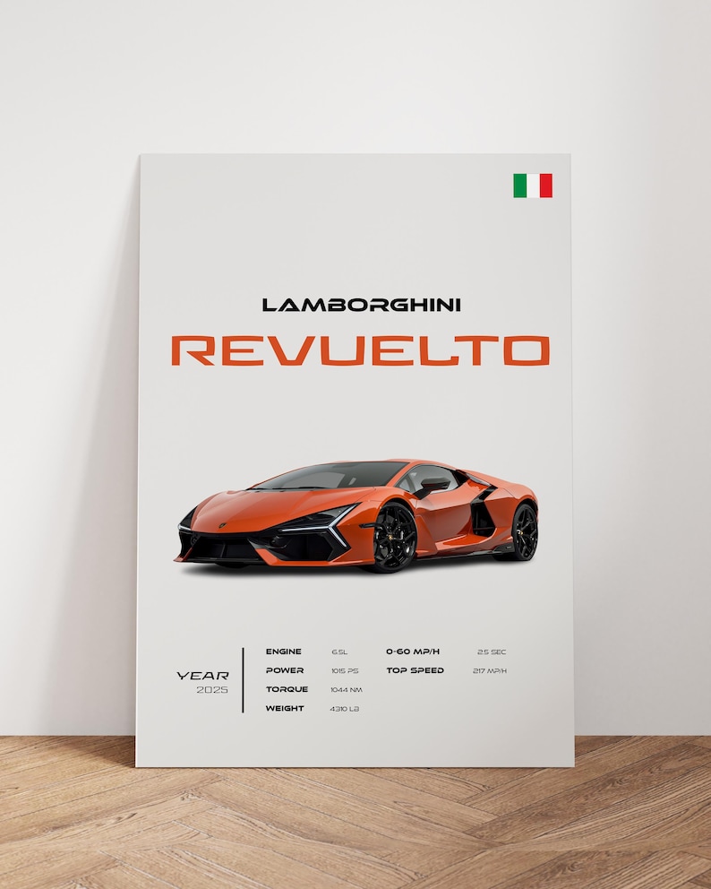 Lamborghini Revuelto Poster – Supercar Poster, Italian Car Wall Art ...