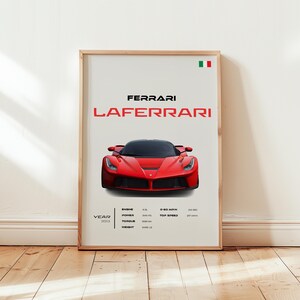 Ferrari Laferrari Poster, Italian Hypercar Wall Art, Luxury Car Print ...
