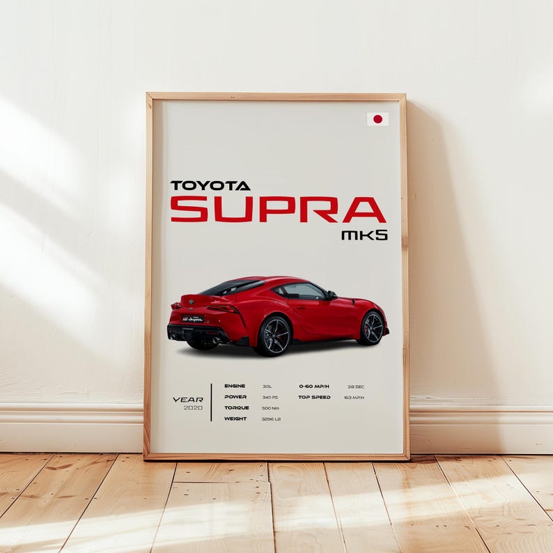 Toyota Supra MK5 Poster: Japanese Sports Car Wall Art - Etsy