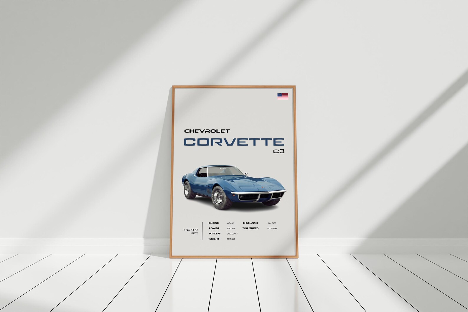 Chevrolet Corvette C3 Poster, Vintage Car Wall Art, Gift for Car Lovers ...