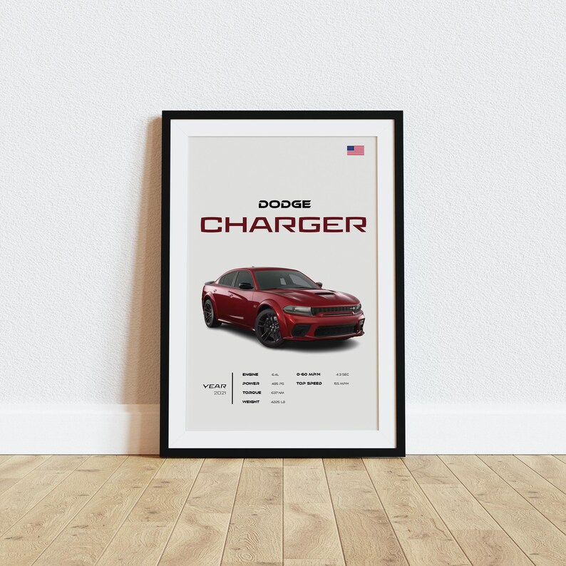 Dodge Charger Poster Vintage Muscle Car Wall Art Print for Home ...