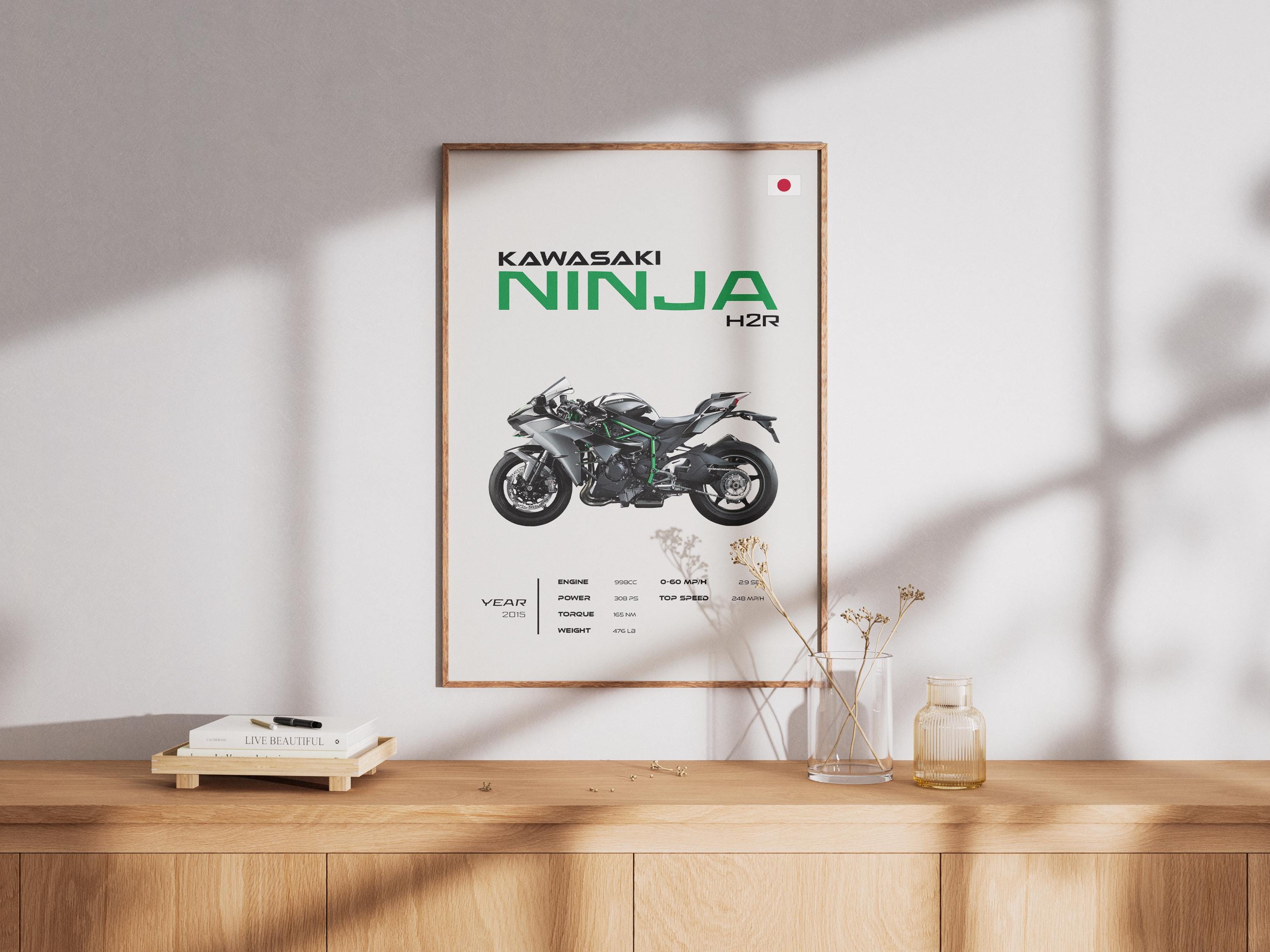 Kawasaki Ninja H2R Poster - High Speed Motorcycle Wall Art - Iconic ...