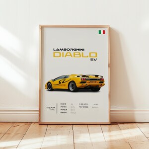 Lamborghini Diablo SV Poster: Classic Supercar Garage Wall Art - Etsy