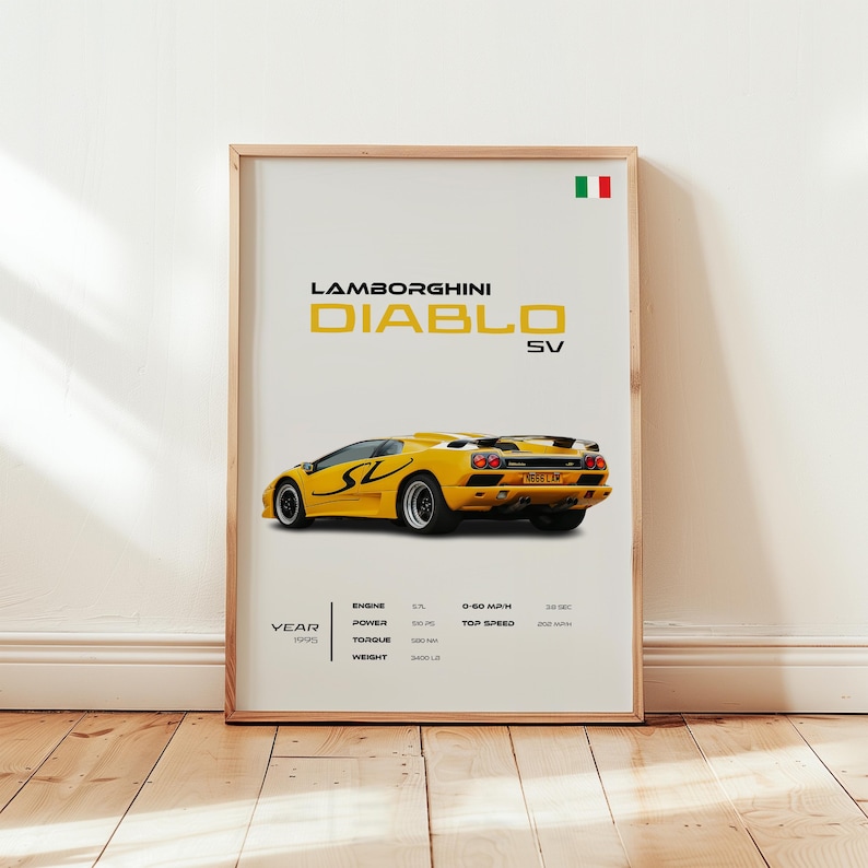 Lamborghini Diablo SV Poster: Classic Supercar Garage Wall Art - Etsy