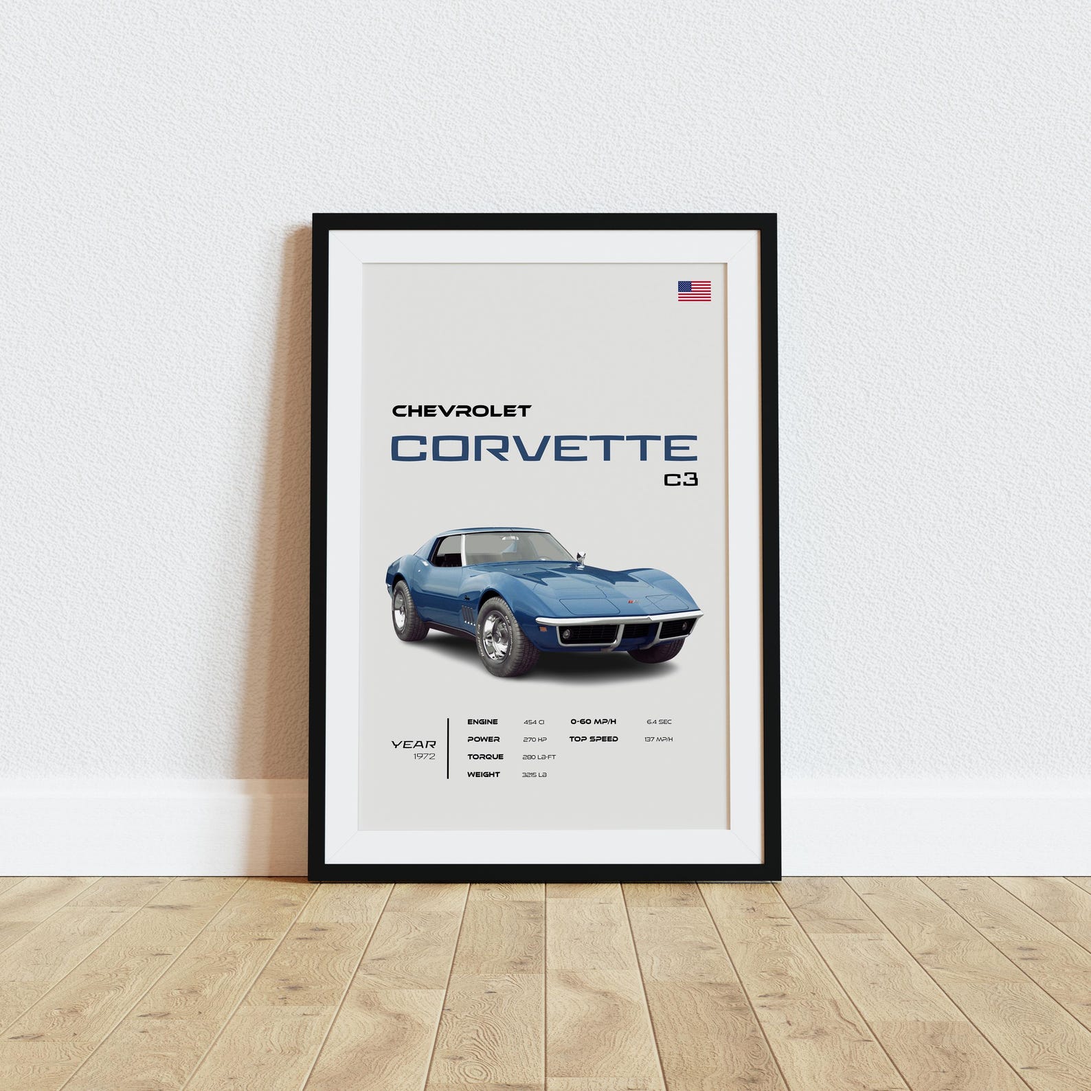 Chevrolet Corvette C3 Poster | Vintage Car Wall Art, Retro Decor ...