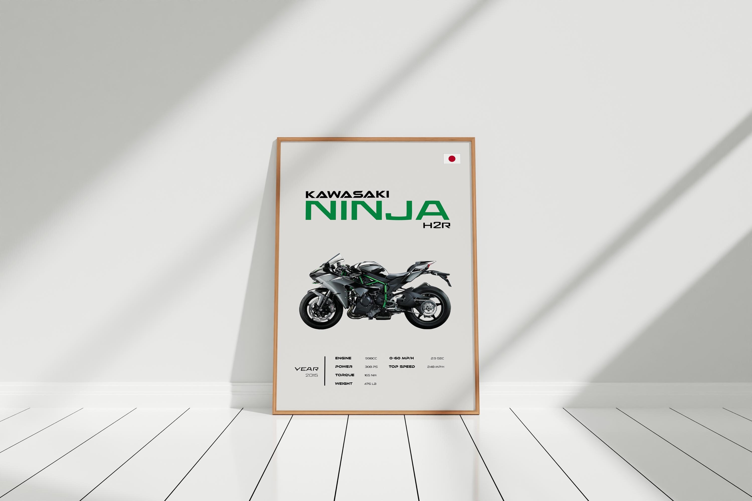 Kawasaki Ninja H2R Poster - High Speed Motorcycle Wall Art - Iconic ...