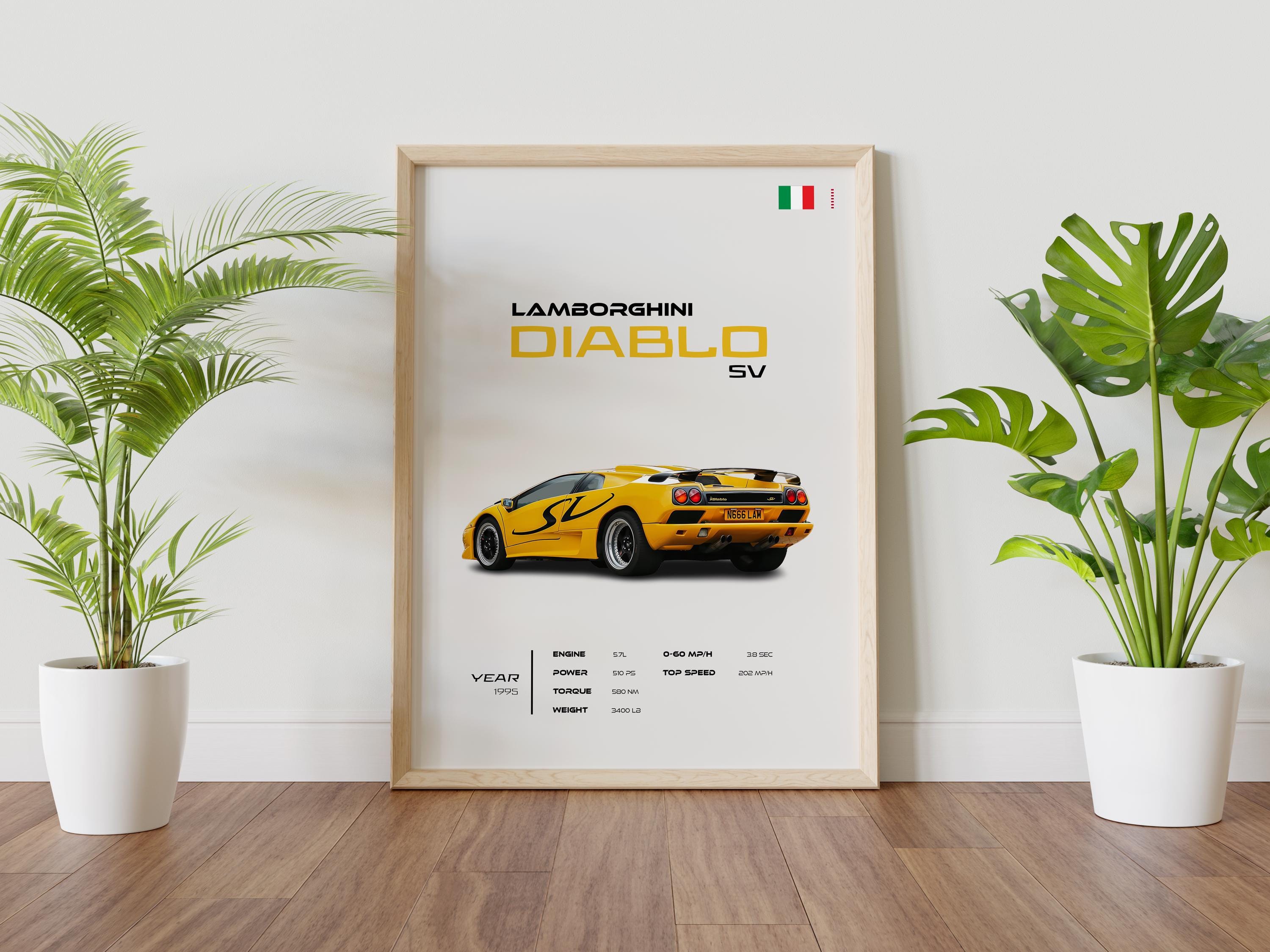 Lamborghini Diablo SV Poster: Classic Supercar Garage Wall Art - Etsy