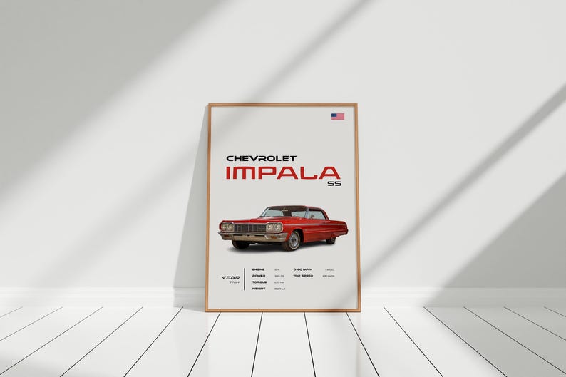Chevrolet Impala SS Poster – 1964 Classic Muscle Car Wall Art – Vintage ...