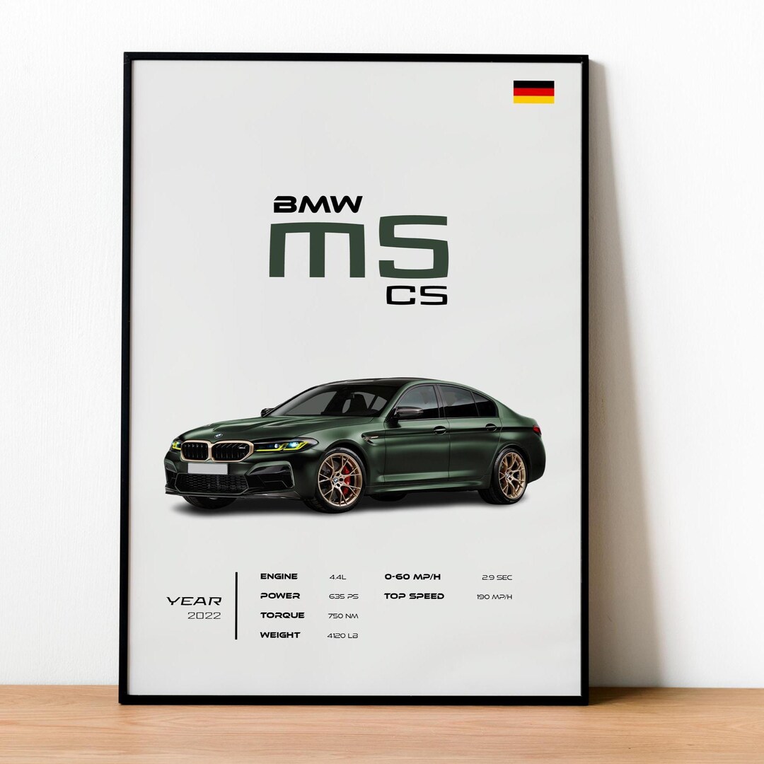 BMW M5 CS Poster, Luxury Sports Car Print, German Performance Wall Art ...
