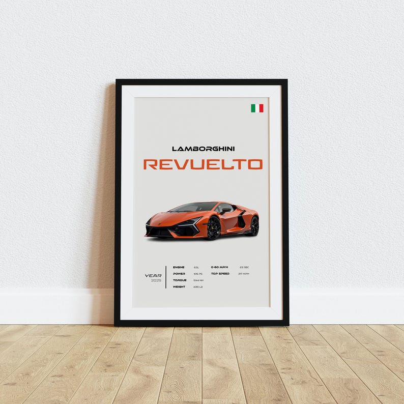 Lamborghini Revuelto Poster – Supercar Poster, Italian Car Wall Art ...
